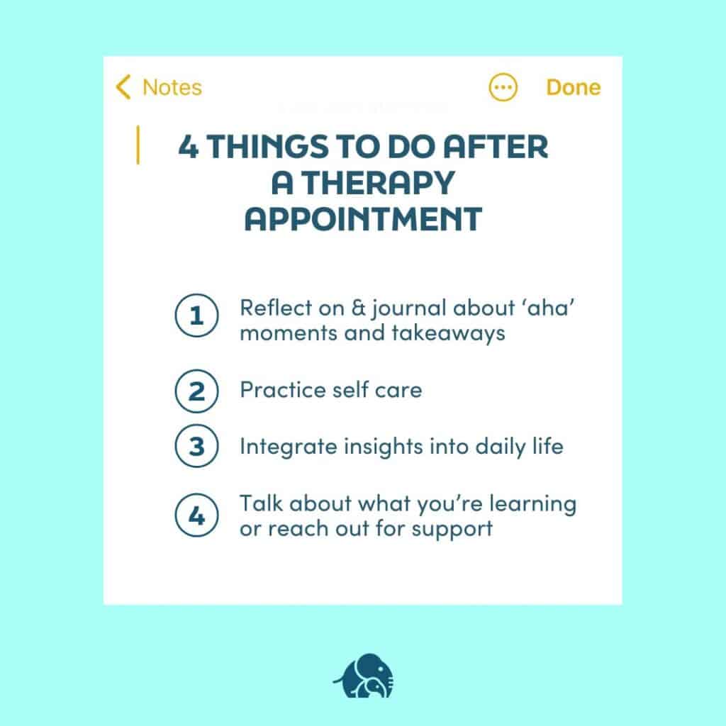 4 Things to Do After a Therapy Session | Ellie Mental Health, PLLP